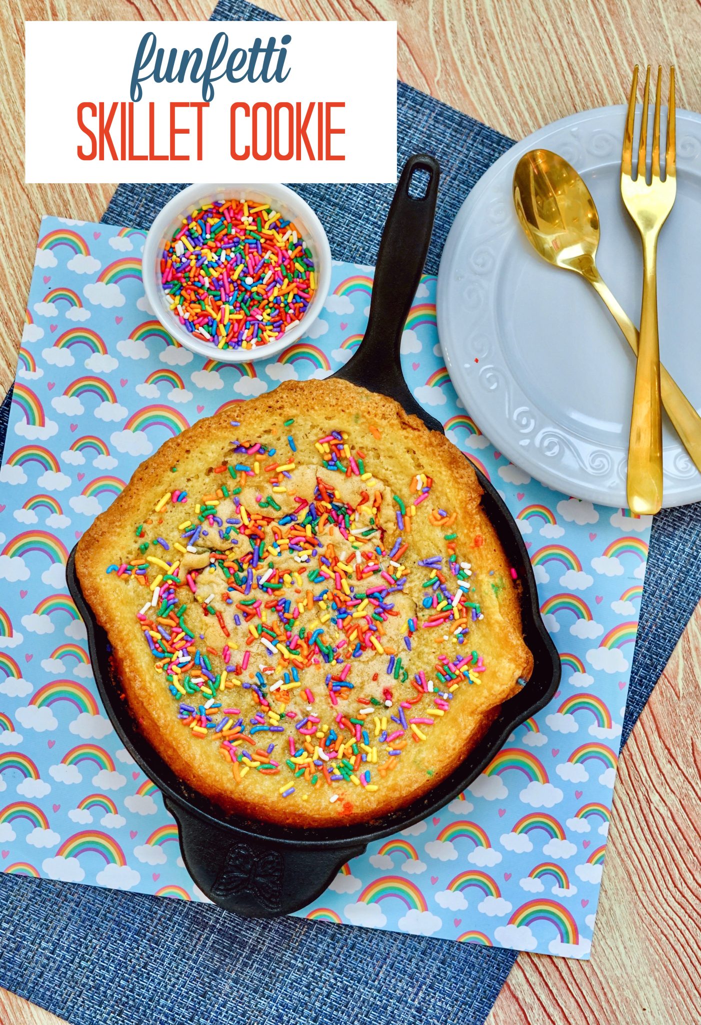 Funfetti Skillet Cookie - Mixin Mamas