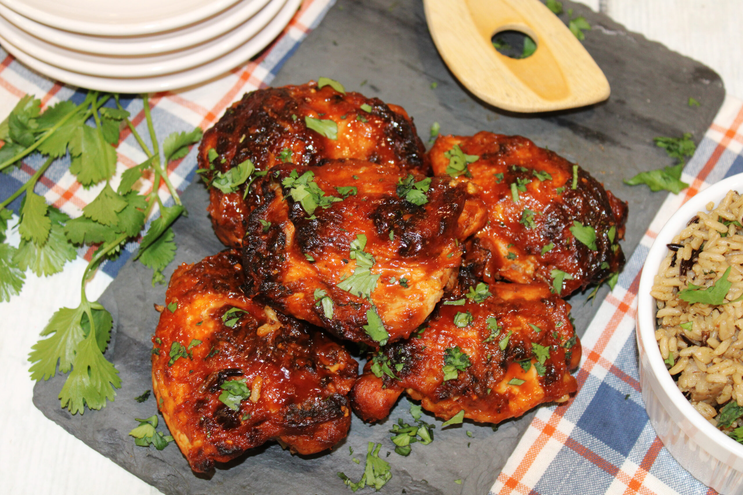 Easy Indian Butter Inspired Oven Baked Chicken Thighs - Mixin Mamas