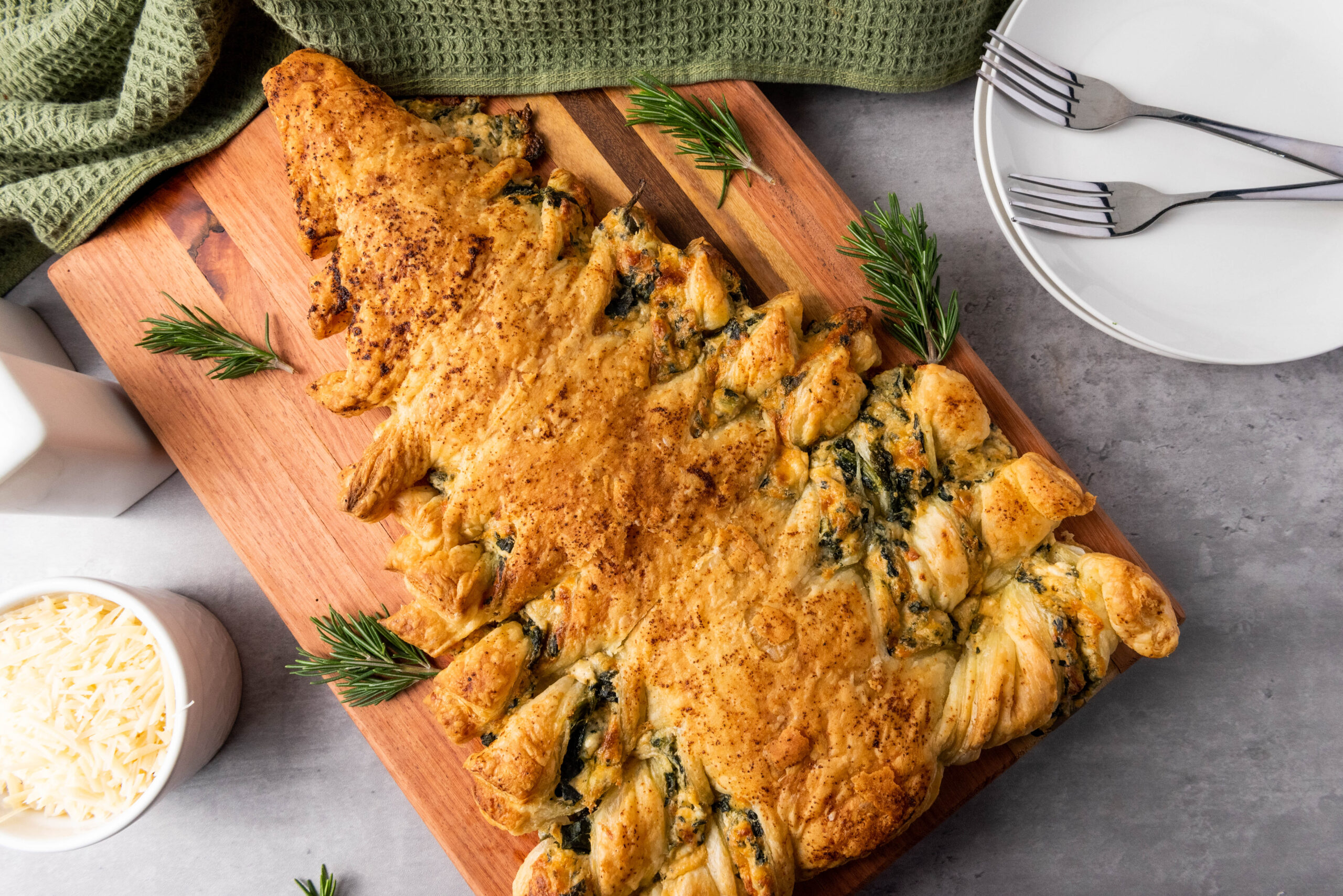 Puff Pastry Christmas Tree Spinach Dip - Mixin Mamas