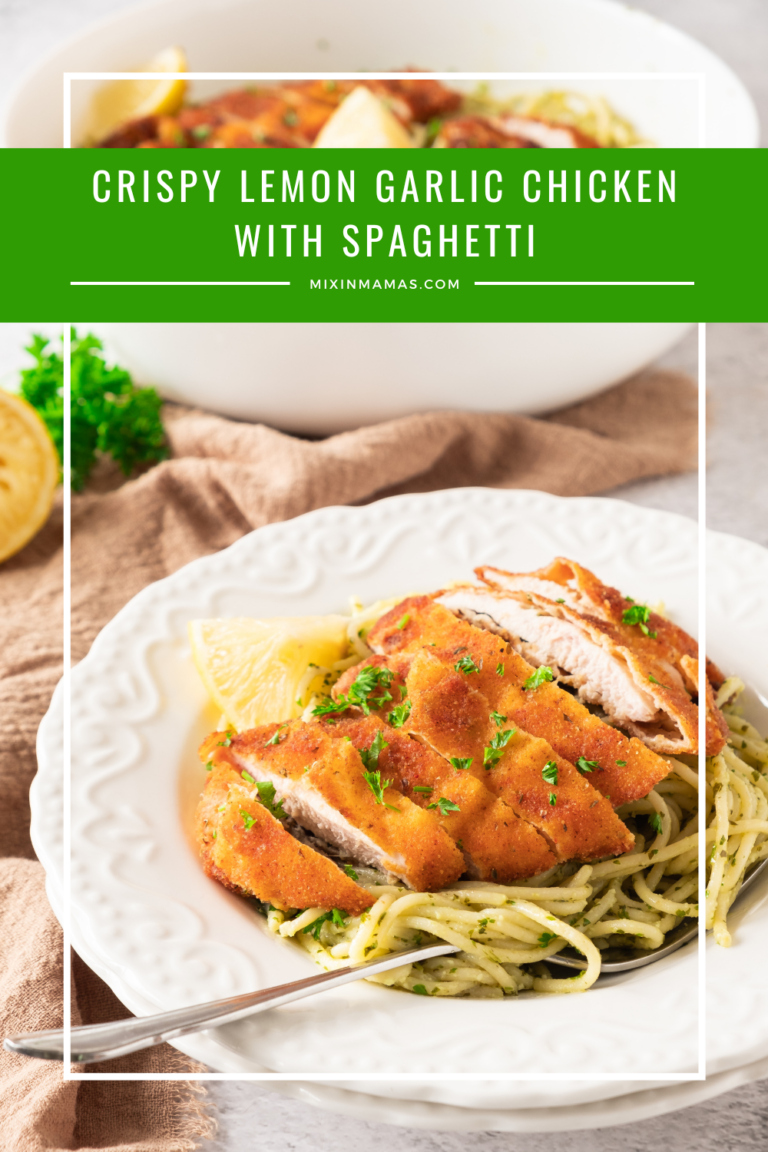 Crispy Lemon Garlic Chicken with Spaghetti - Mixin Mamas